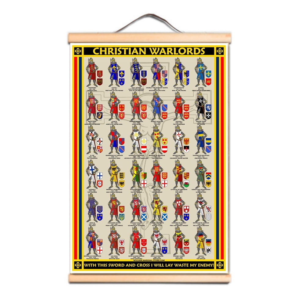 Vintage Crusader Warrior Wall Art - Solid Wood Hanging Banner with ...