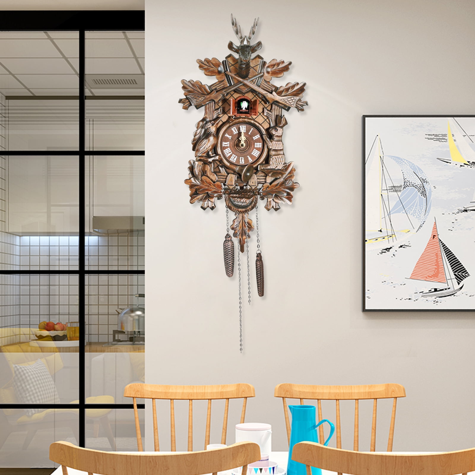 Vintage Cuckoo Wall Clock, Black Forest Cuckoo Bird Wall Clock with ...