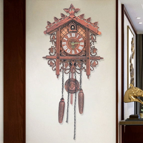 Miumaeov Vintage Cuckoo Wall Clock, Quartz, MDF Wood, Brown, 24.2x19x5 ...