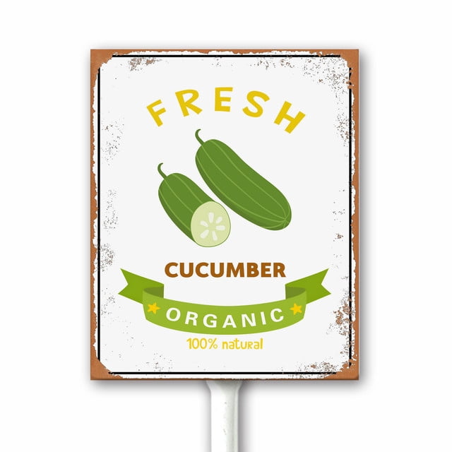 Vintage Cucumber Metal Sign Outdoor Plant Label Funny Vegetable Garden ...