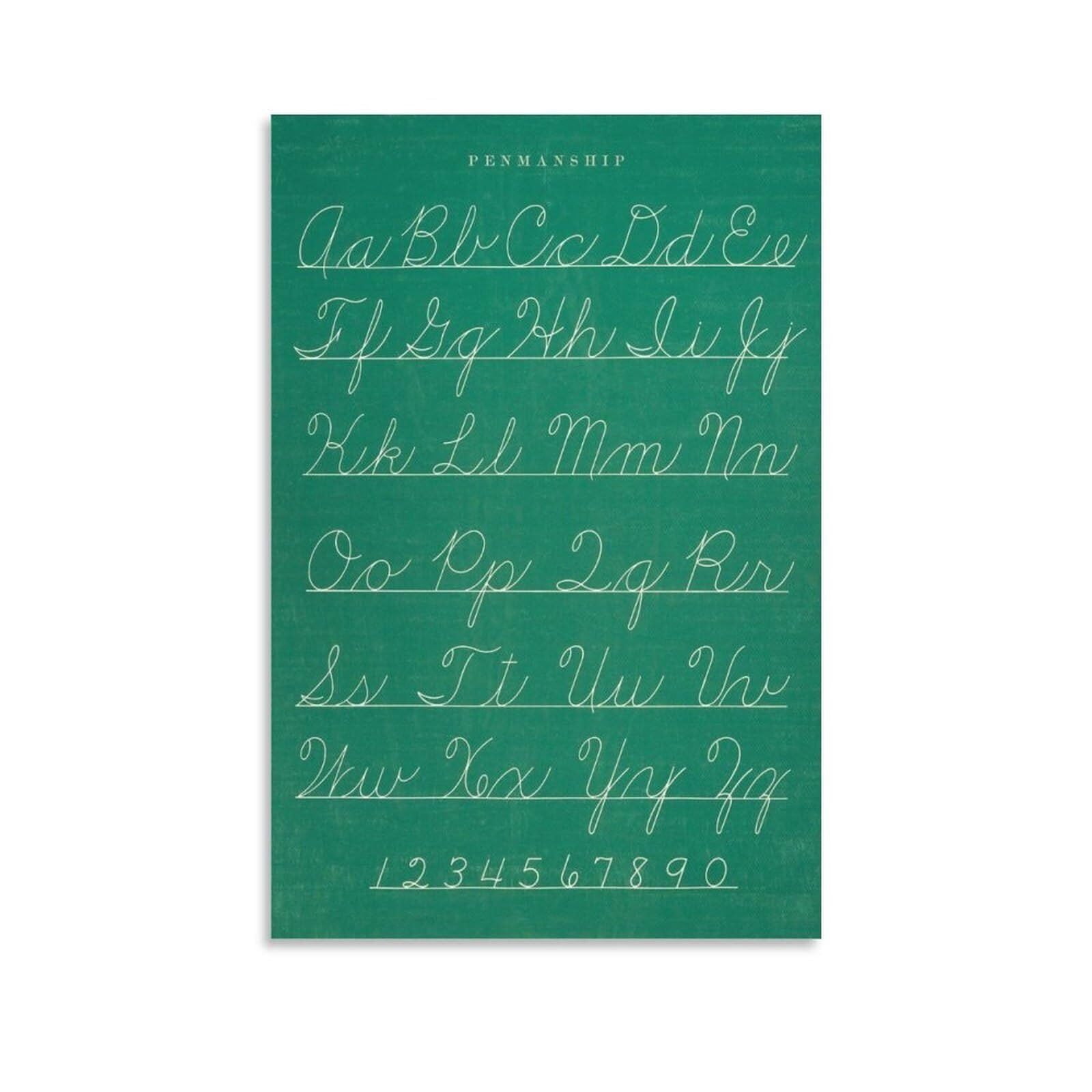 Vintage Cursive Alphabet And Numbers Classroom Distressed Green ...