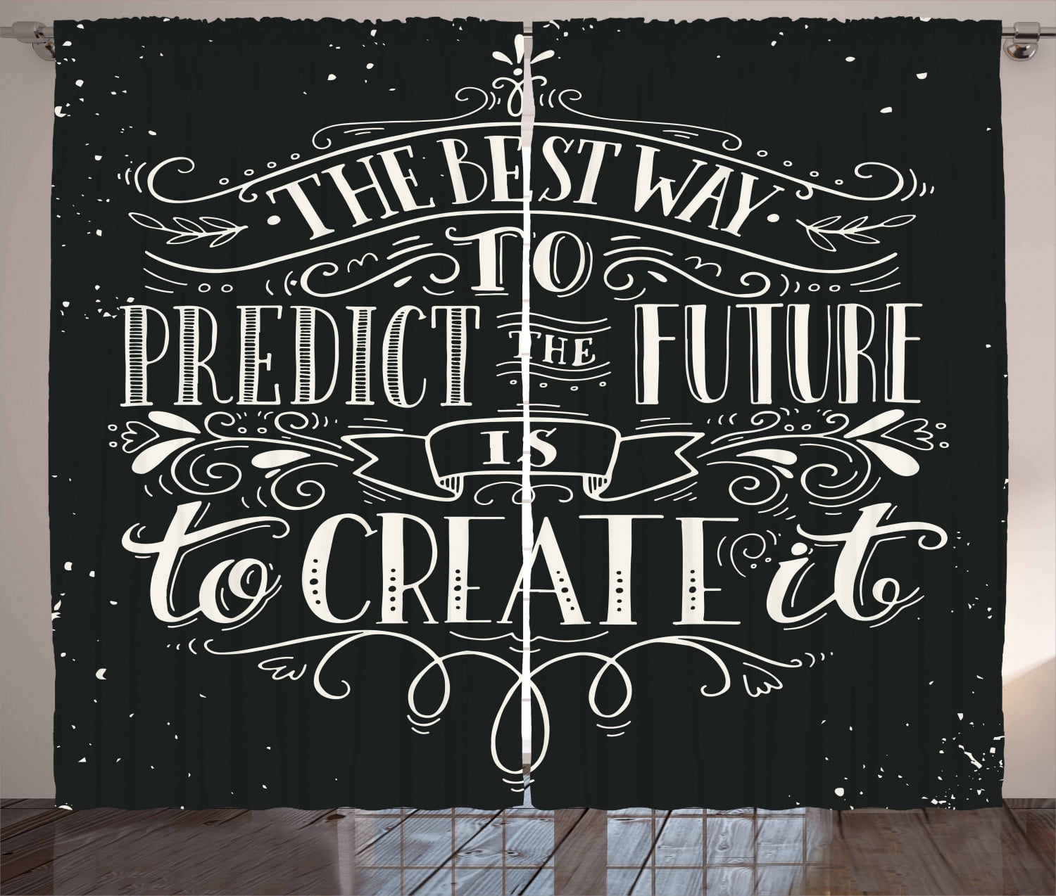 Ambesonne Vintage Curtains 2 Panel Set, Grunge Hand Lettering, 108" x ...