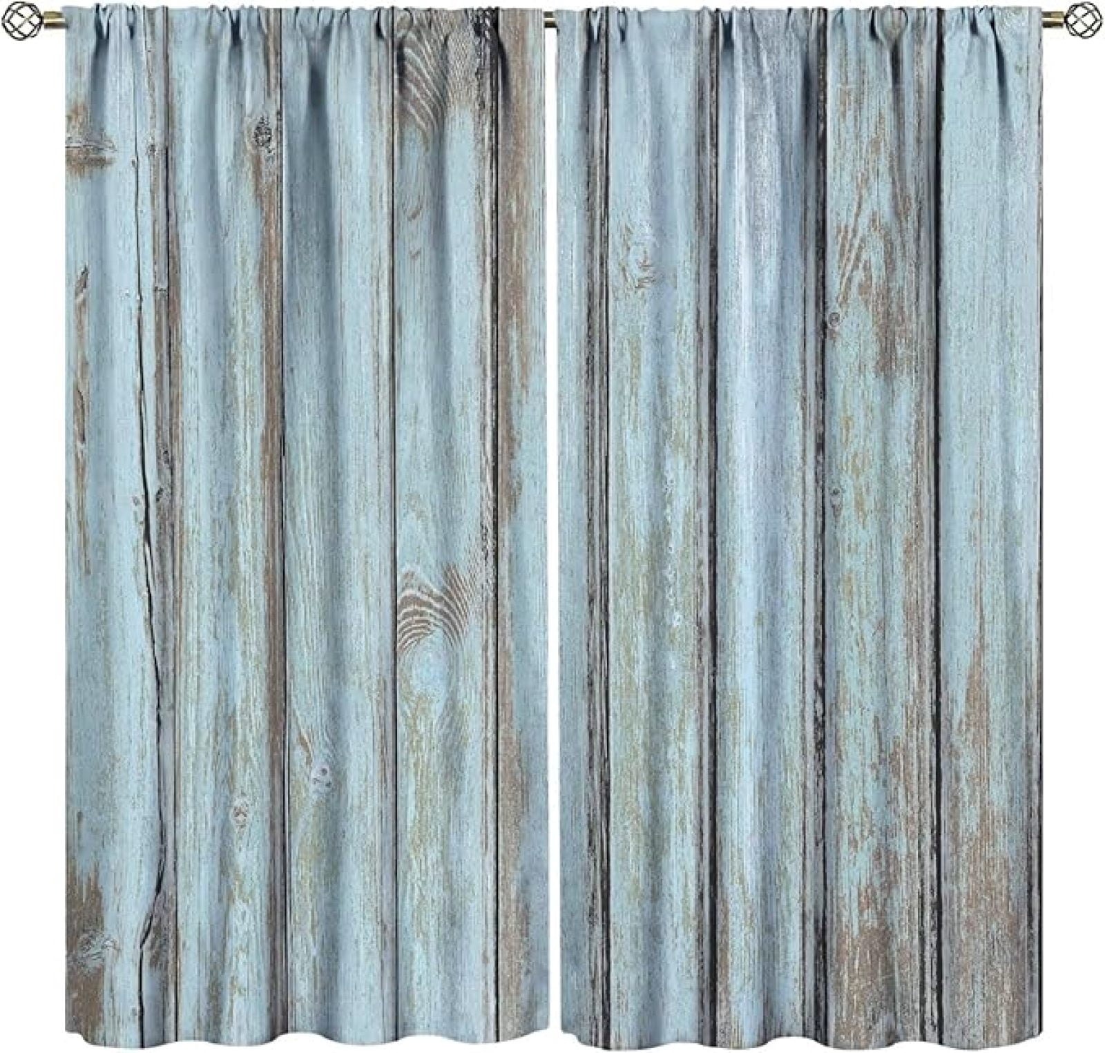 Vintage Curtains Blue Wood Planks Texture Rustic Country Farmhouse Barn ...