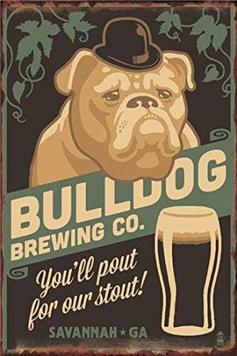 Vintage Custom Metal Tin Signs 12 X 8 - Bulldog Brewing Co Chic Art Wall Decort Home Yard Signs ...