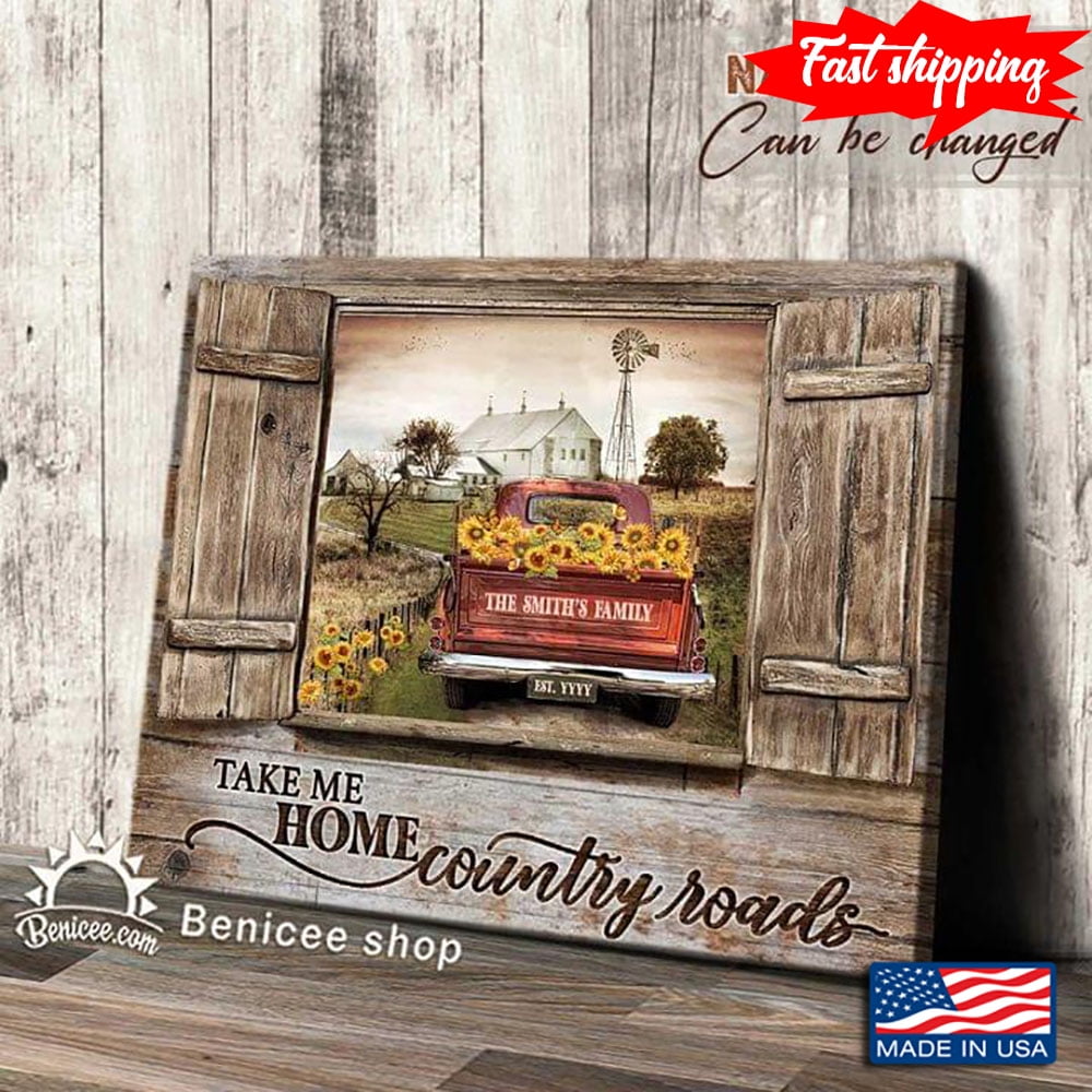 Vintage Customized Family Name & Year Farm Barn Window Frame With Red ...