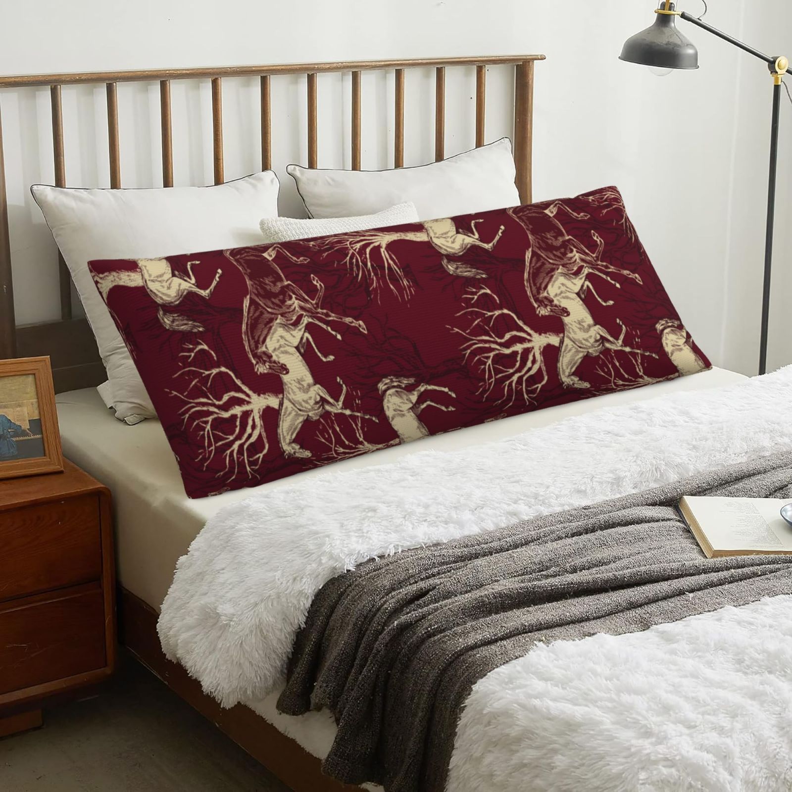 Vintage Cute Horse Dead Tree Body Pillow Cover, Long Pillow Cover with ...
