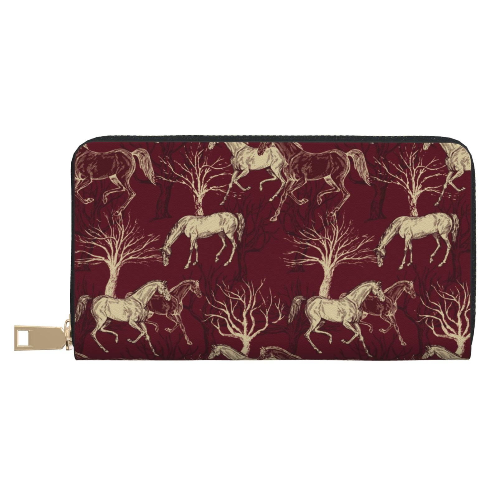 Vintage Cute Horse Dead Tree Wallet Women, Leather Bifold Multi Card ...