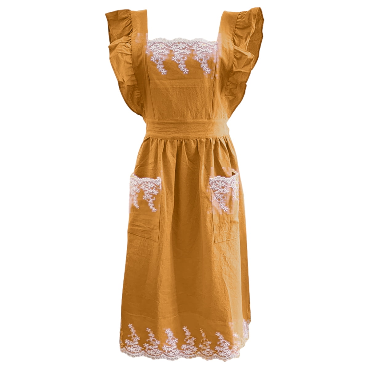 Vintage Cute Maid Ruffle Apron for Women Girls Apron Pinafore with Two ...