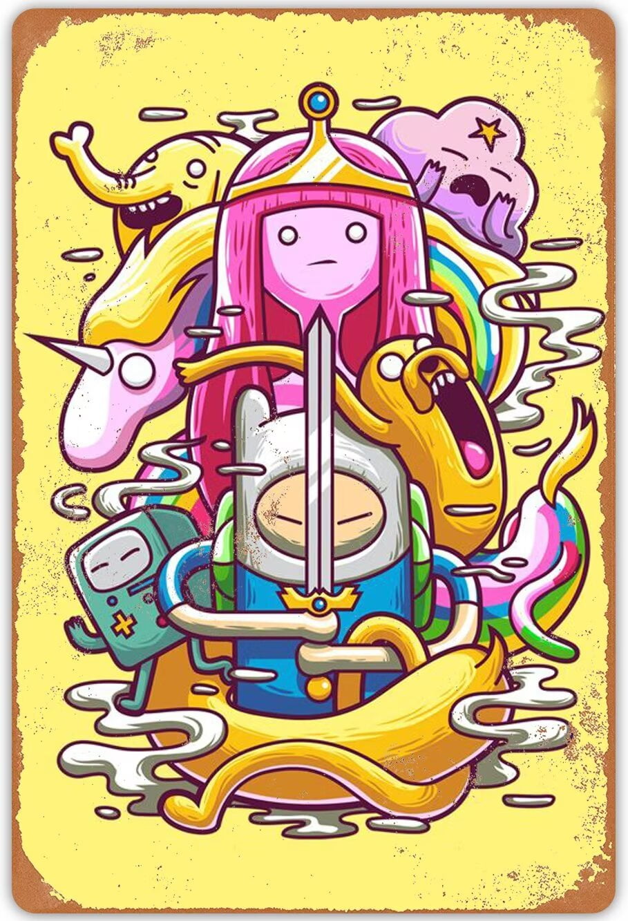 Vintage Cute Poster Comedy Metal Sign Adventure Time Tin Signs Retro ...
