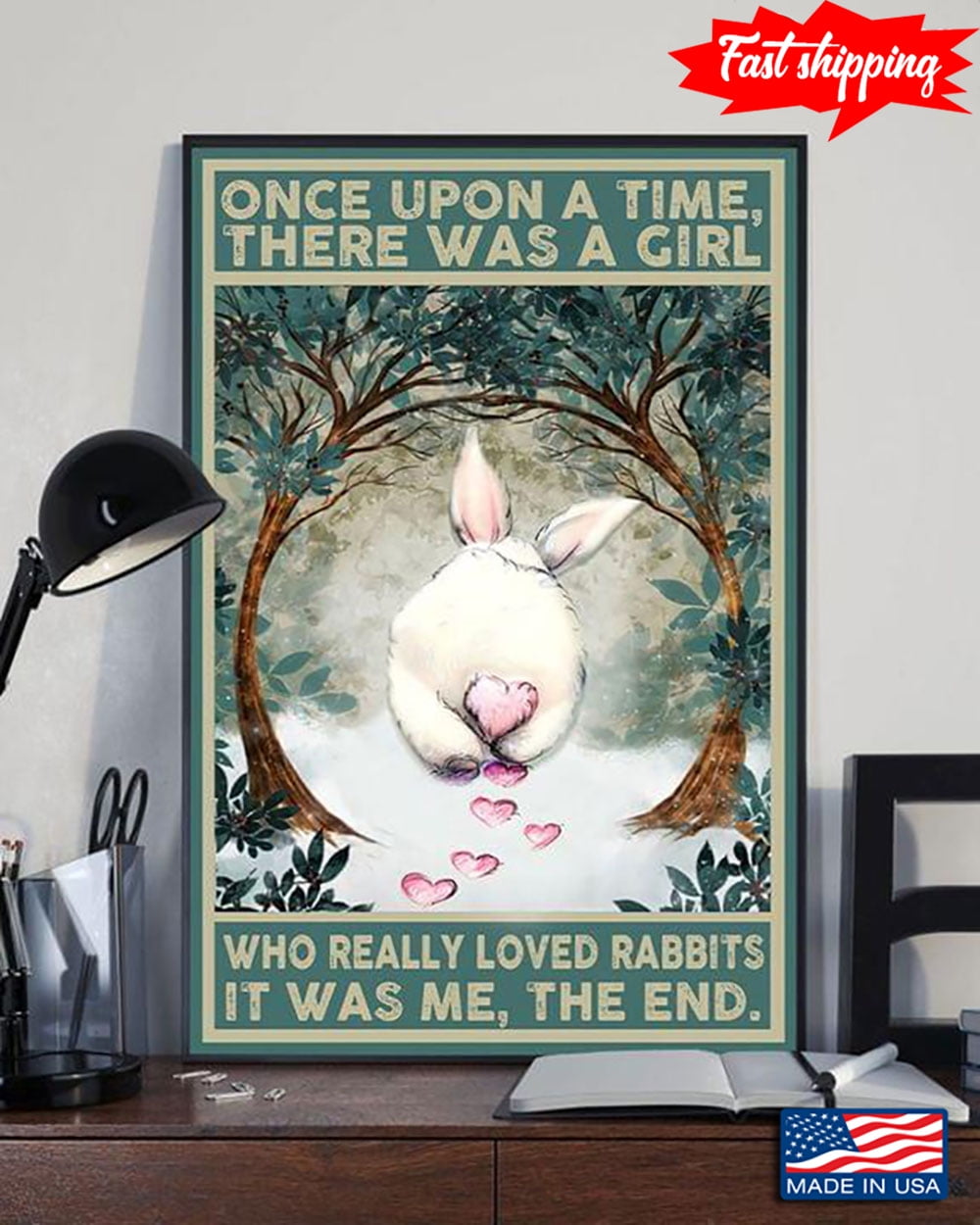 Vintage Cute White Rabbit From Behind Once Upon A Time, There Was A ...