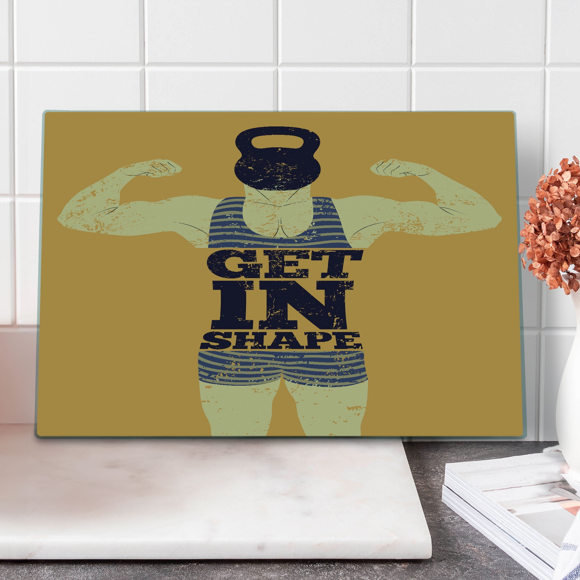 Vintage Cutting Board, Get in Shape with a Male Human Body with Muscles ...