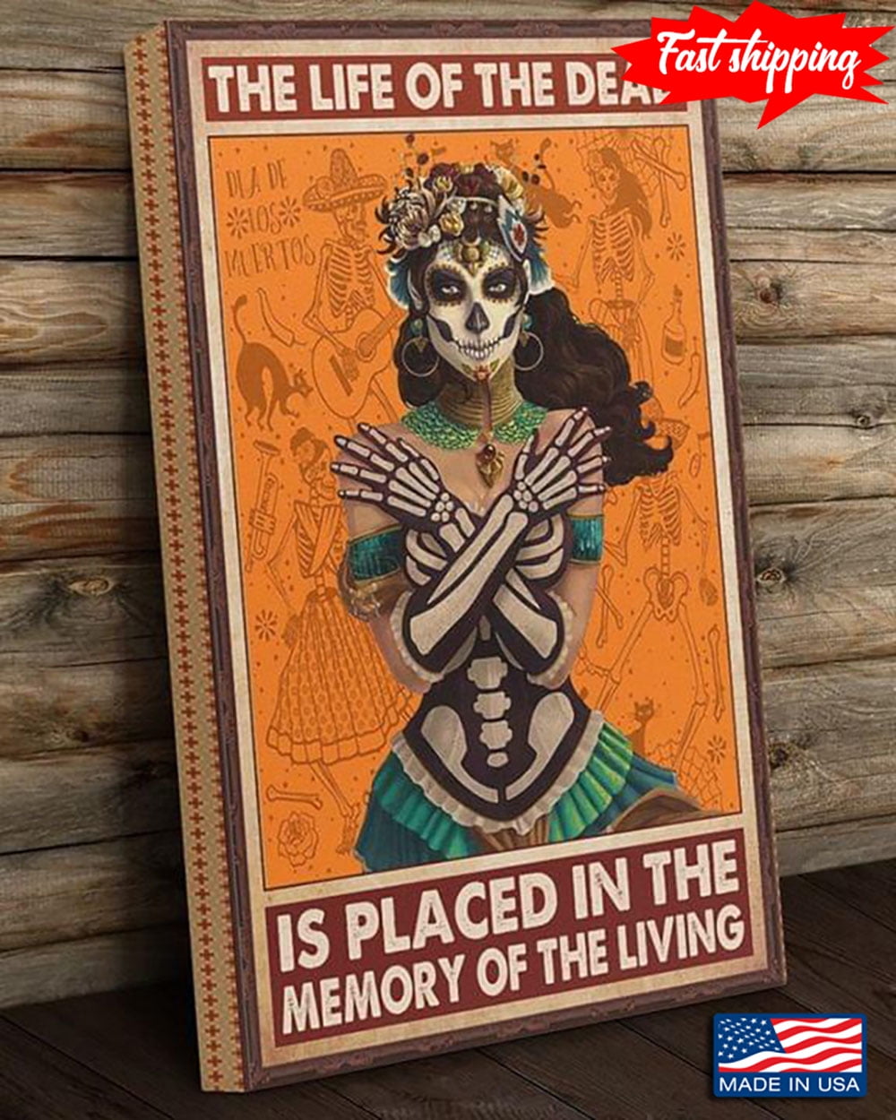 Vintage Día De Los Muertos Female Skeleton The Life Of The Dead Is ...