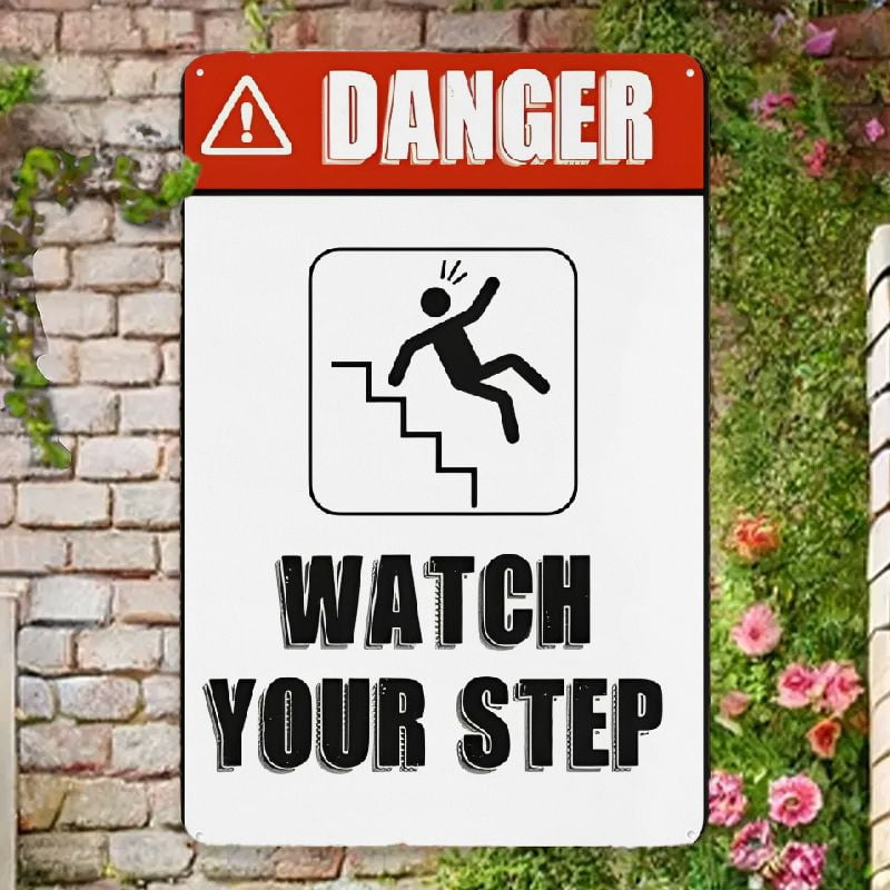 Vintage "DANGER: WATCH YOUR STEP" Metal Tin Sign - Retro Style Wall ...
