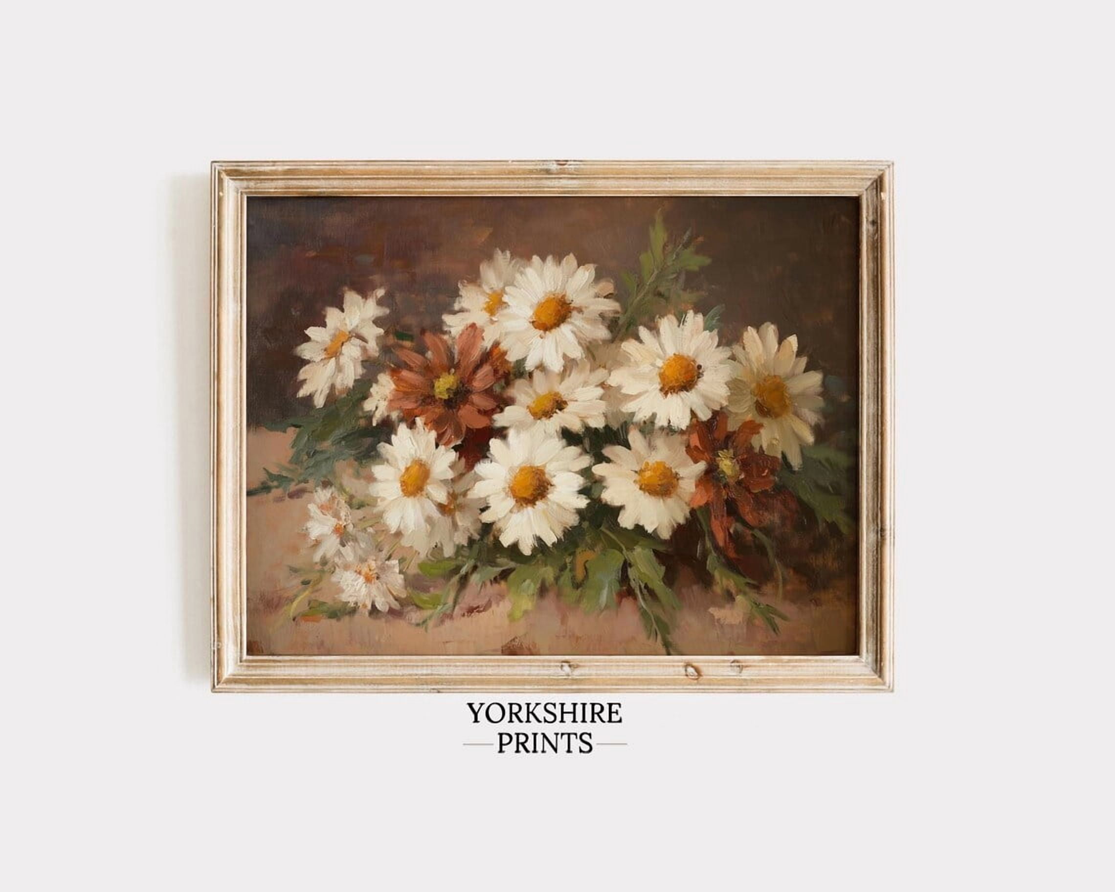 Vintage Daisy Flower Print, Moody Floral Botanical UNFRAMED Poster ...