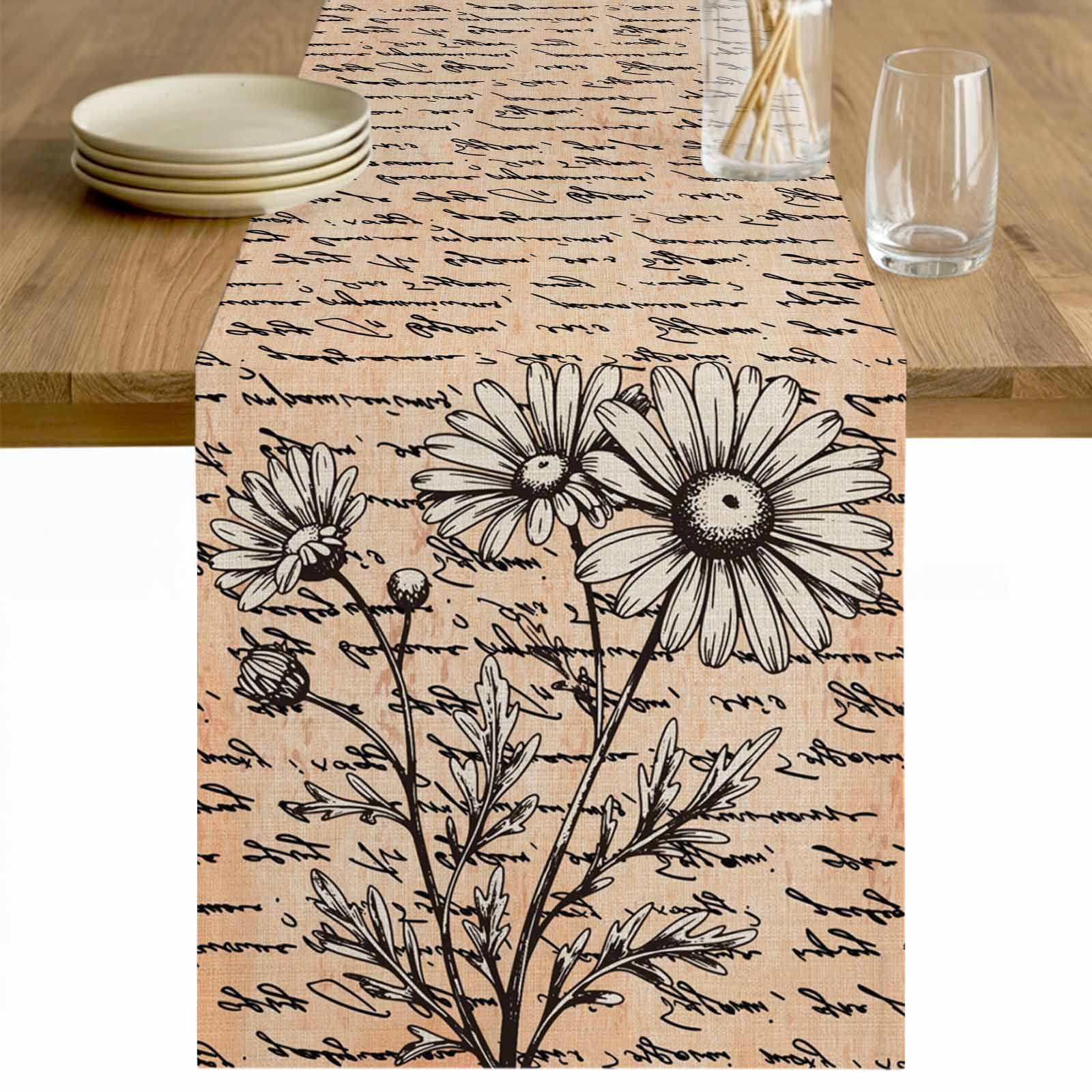 Vintage Daisy Flower Table Runner 108 Inches Long Farmhouse Dress ...
