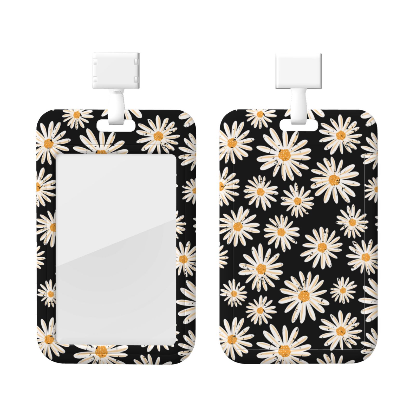 Vintage Daisy Flowers Id Card Badge With Lanyard,Name Tag Holder, Hard ...