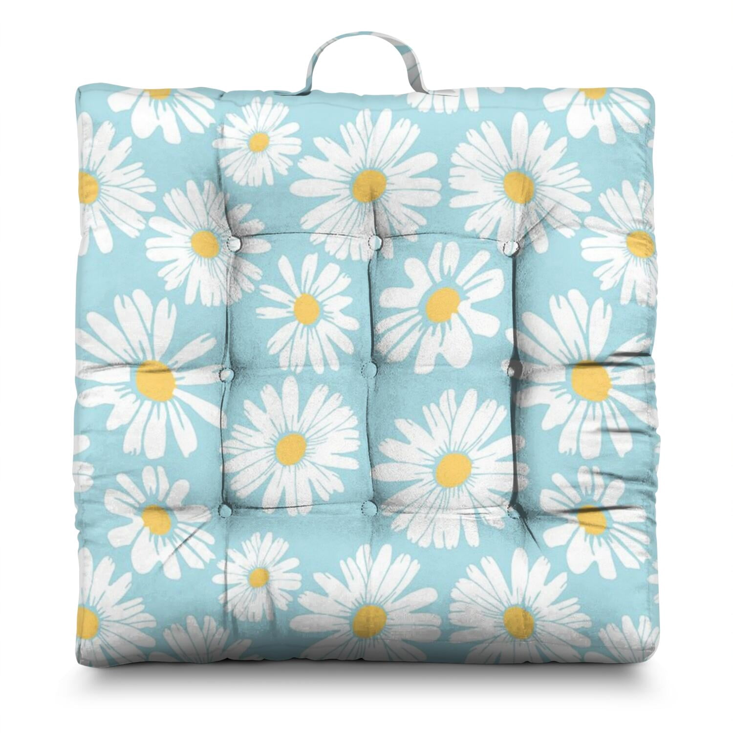 Vintage Daisy Meditation Pillow 22x22 Inch Dutch Velvet Cushion, Retro ...