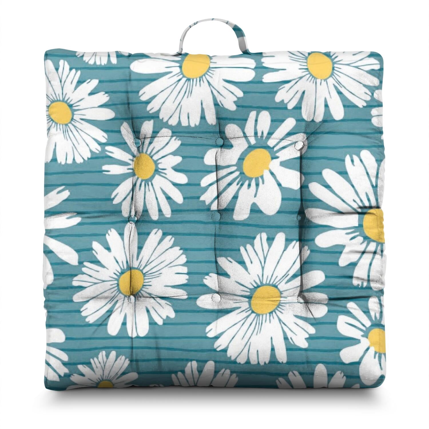 Vintage Daisy Meditation Pillow 22x22 Inch Dutch Velvet Cushion, Retro ...