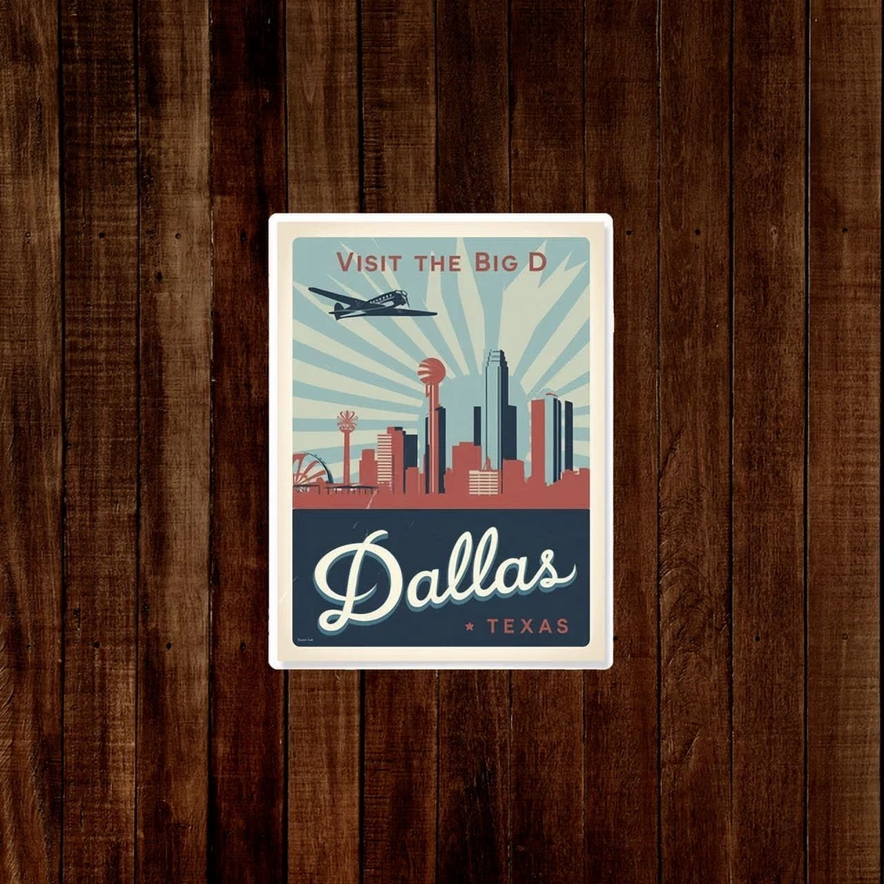 Vintage Dallas Texas Travel Sticker - Retro City Skyline With ...