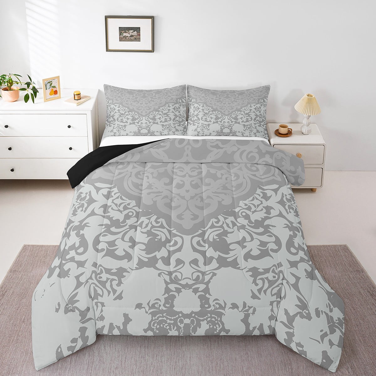 Vintage Damask Comforter Set Gothic Queen Bedding Sets,Victorian Quilt ...