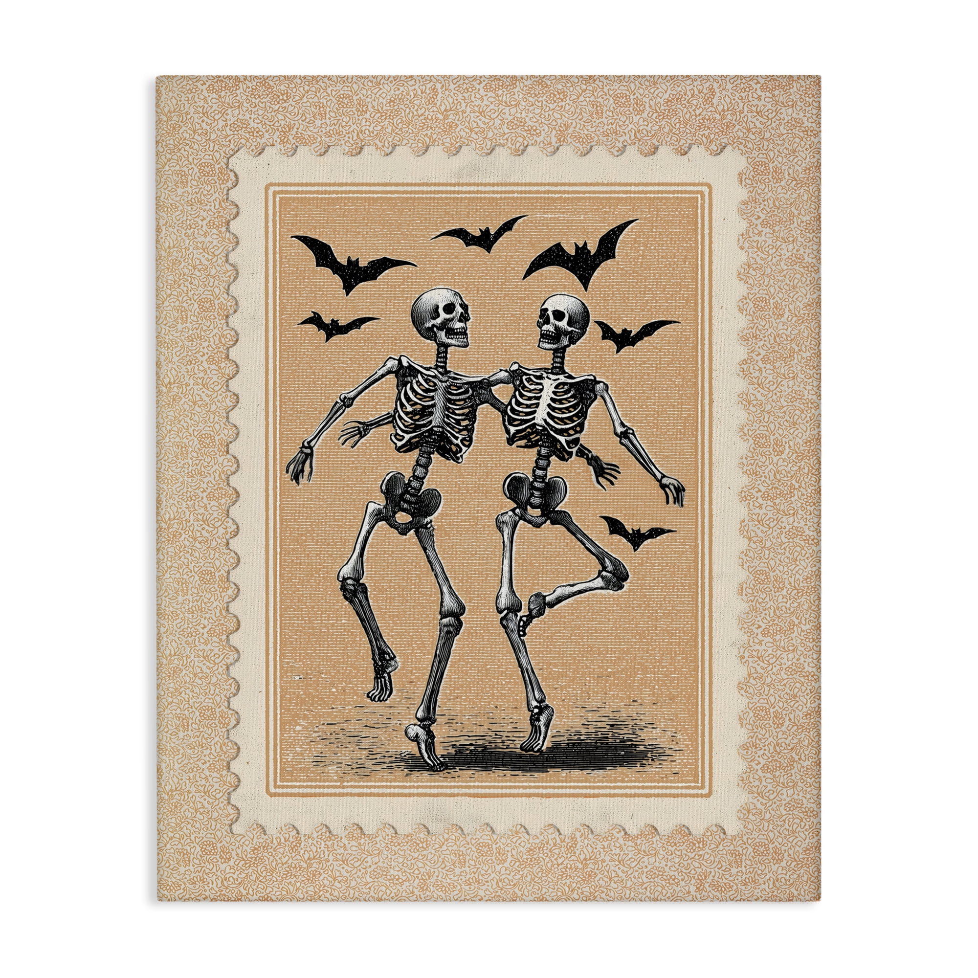 Vintage Dancing Skeletons Stamp Canvas Wall Art, design by Arlington ...