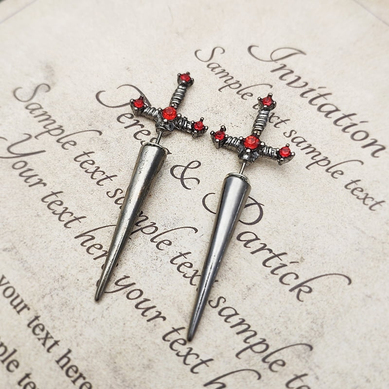 Vintage Dark Gothic Kinitial Sword Earrings For Women Men Dagger ...
