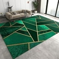 Vintage Dark Green Gold Geometric Area Rug, Green Black Gold Lines Rugs ...