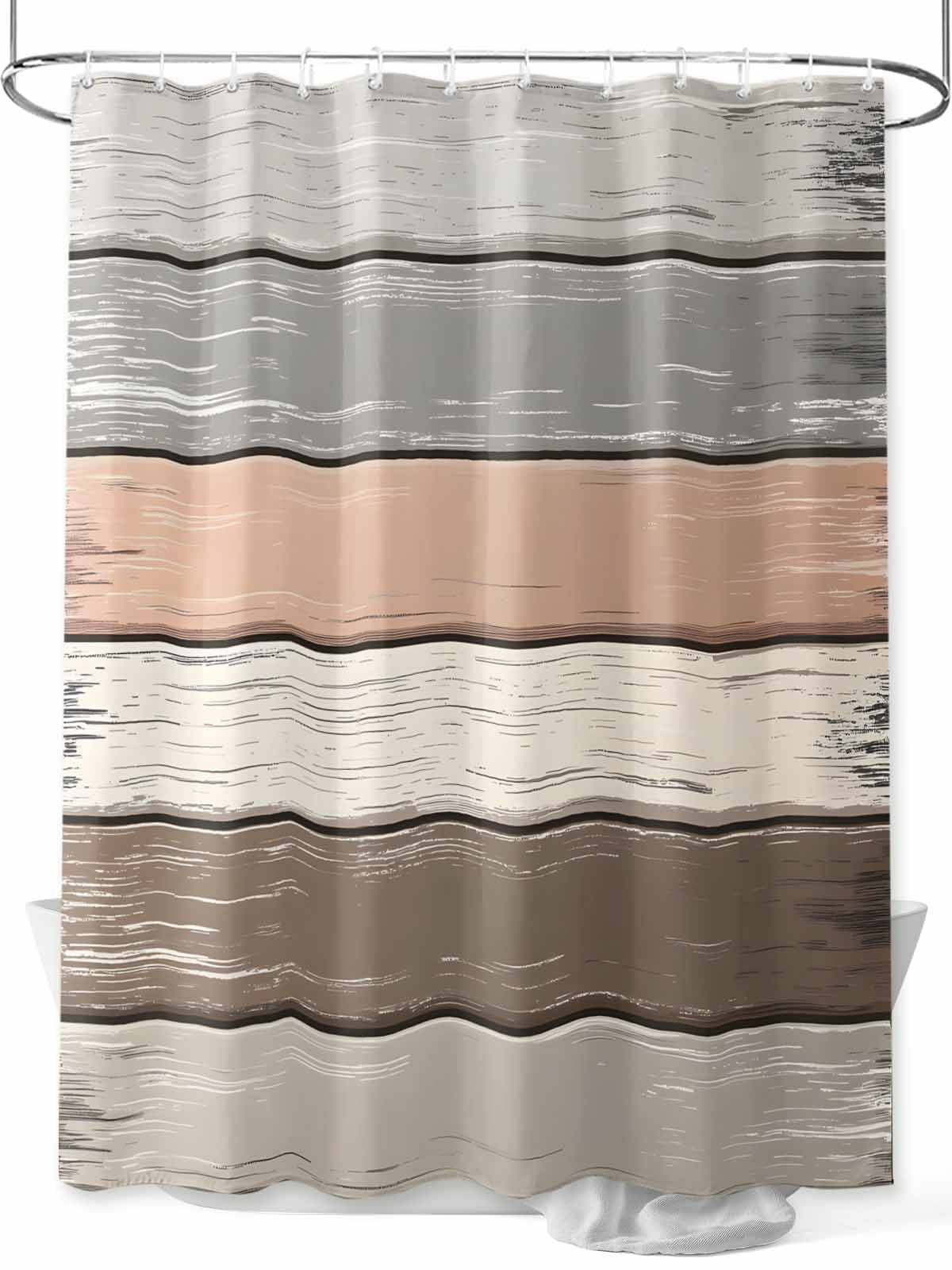 Vintage Dark Grey Stripes Shower Curtain, Peeling Paint Effect Theme ...