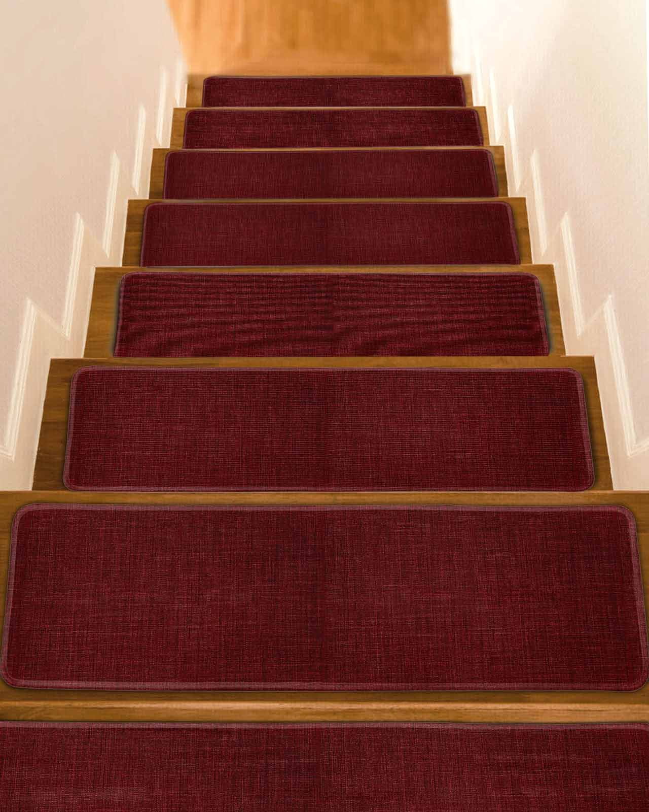 Vintage Dark Red Non-Slip Stair Treads for Wooden Steps, 7 Pack-8x30in ...