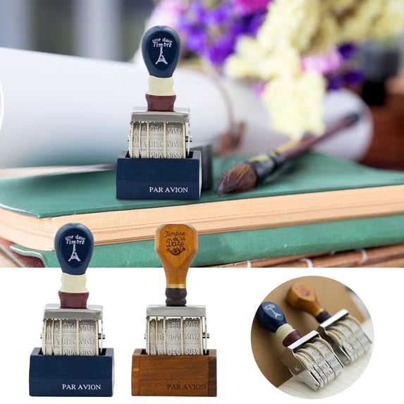 Vintage Date Roller Hand Book Postmark Effect Wood Roller Wax Seal Kit ...