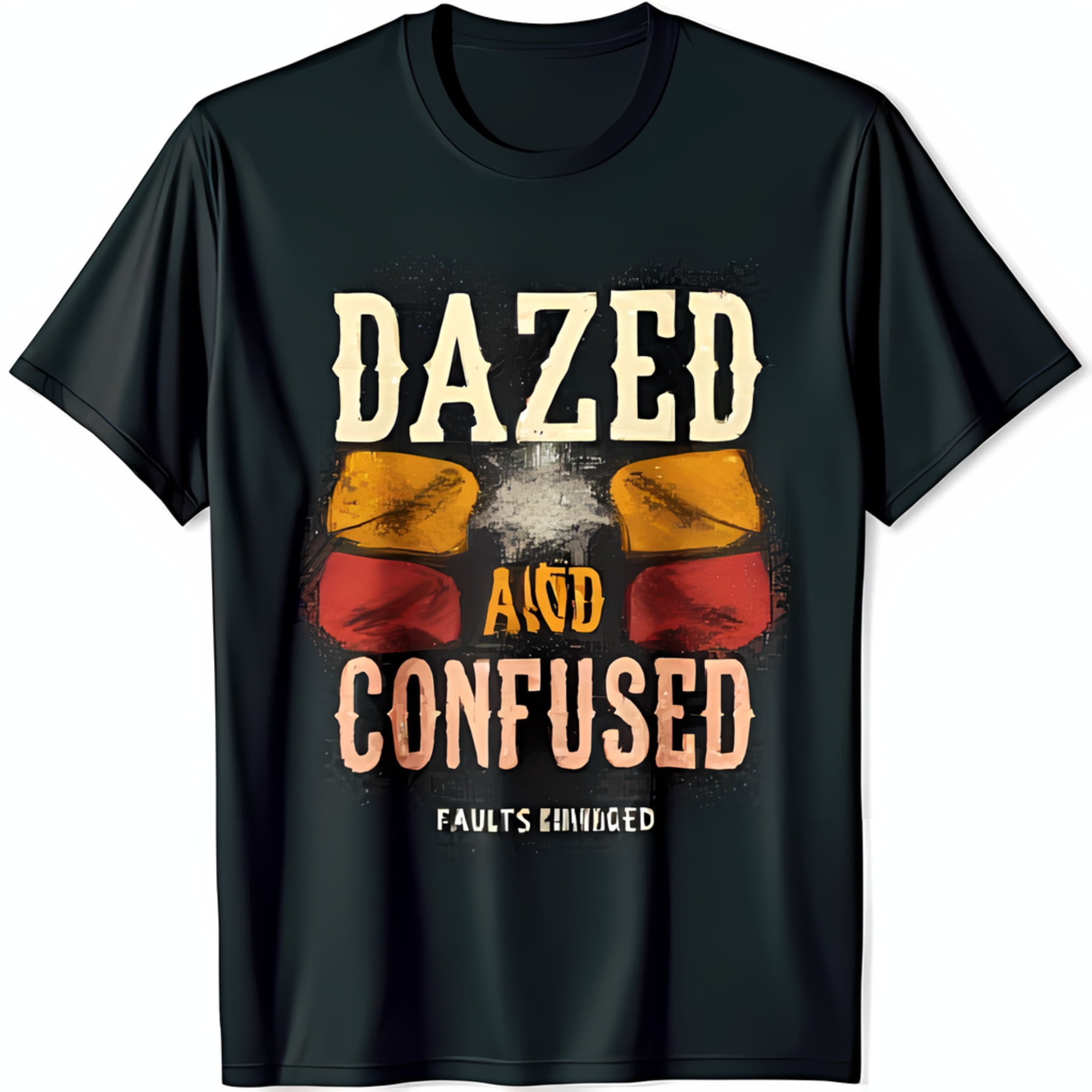 Vintage Dazed and Confused Black T-Shirt with Bold Graphic Design ...