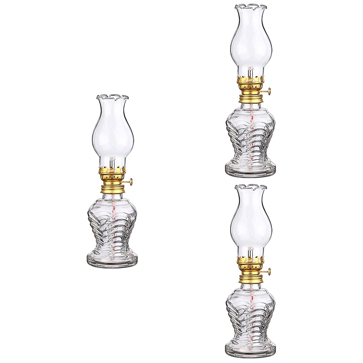 Vintage Decor Set of 3 Transparent Oil Lamp Home Kerosene Outdoor Old ...