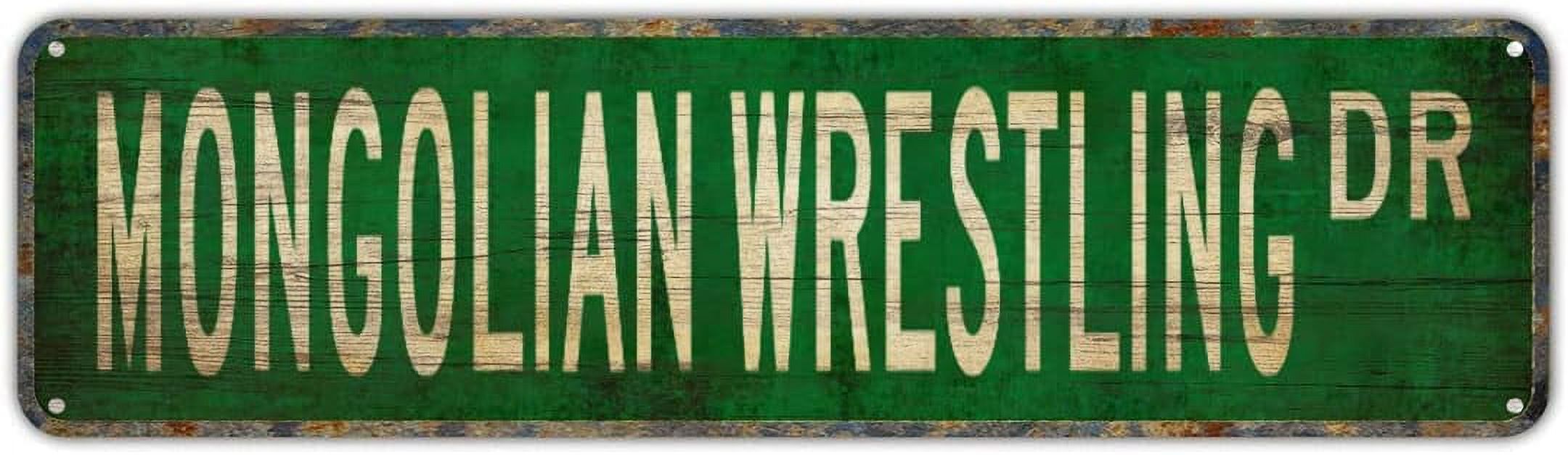 Vintage Decor Wall Signs Mongolian Wrestling Mongolian Wrestling Sign ...