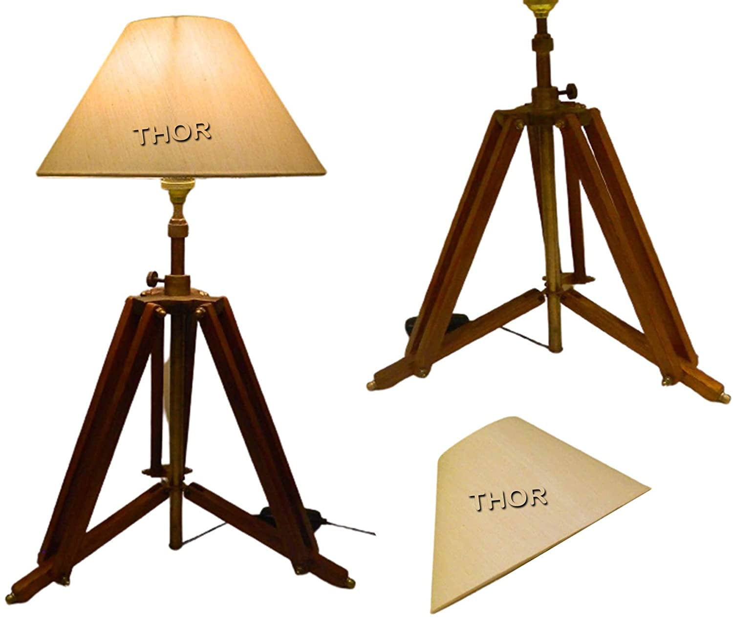 Vintage Decorative Marine Table Lamp Nautical Royal Wooden Tripod Desk ...