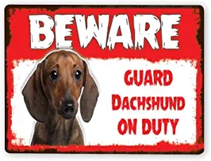 Vintage Decorative Metal Tin Sign Caution Restricted Area Dachshund 24 ...