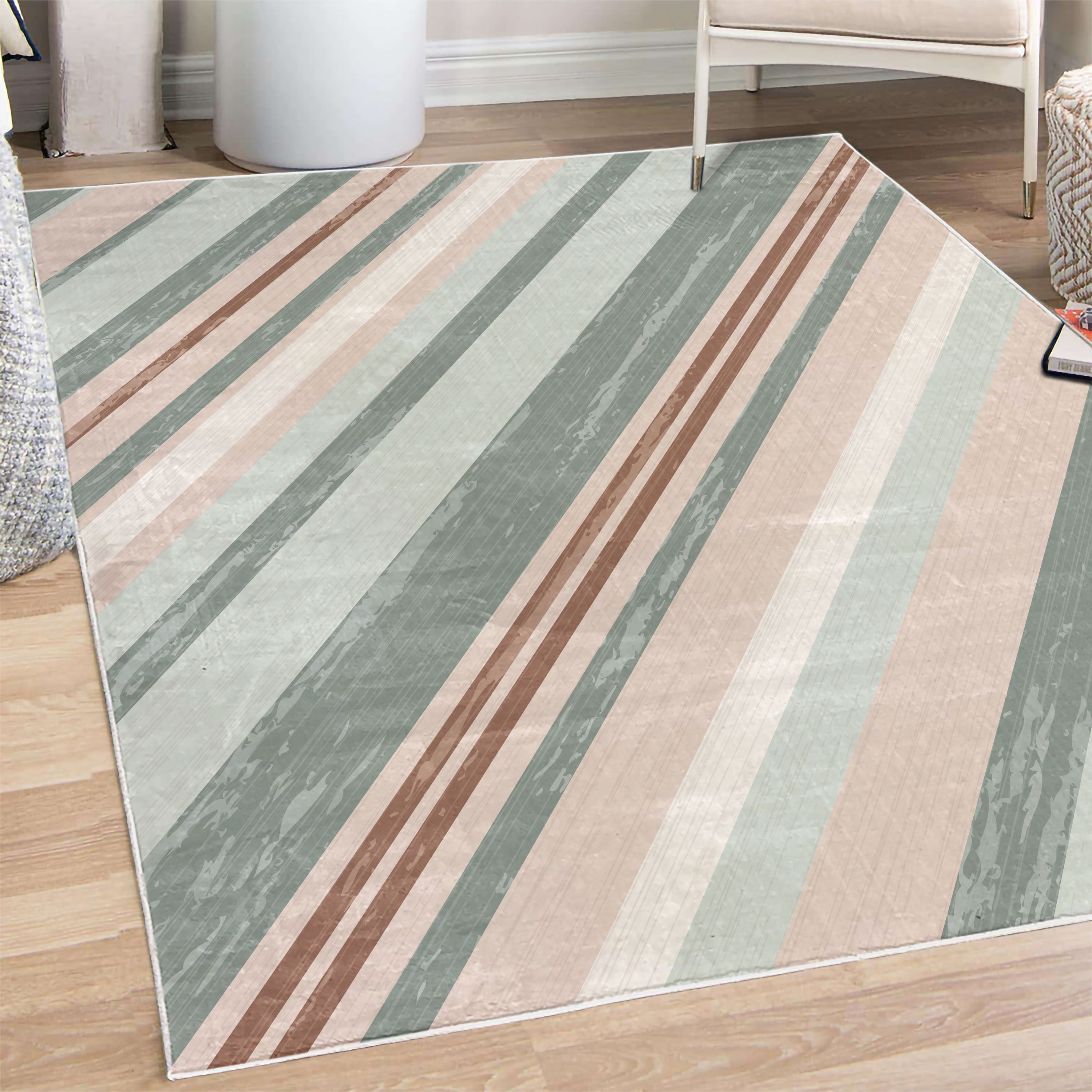 Vintage Decorative Rug, Diagonal Stripes on Old Aged Design Grungy ...