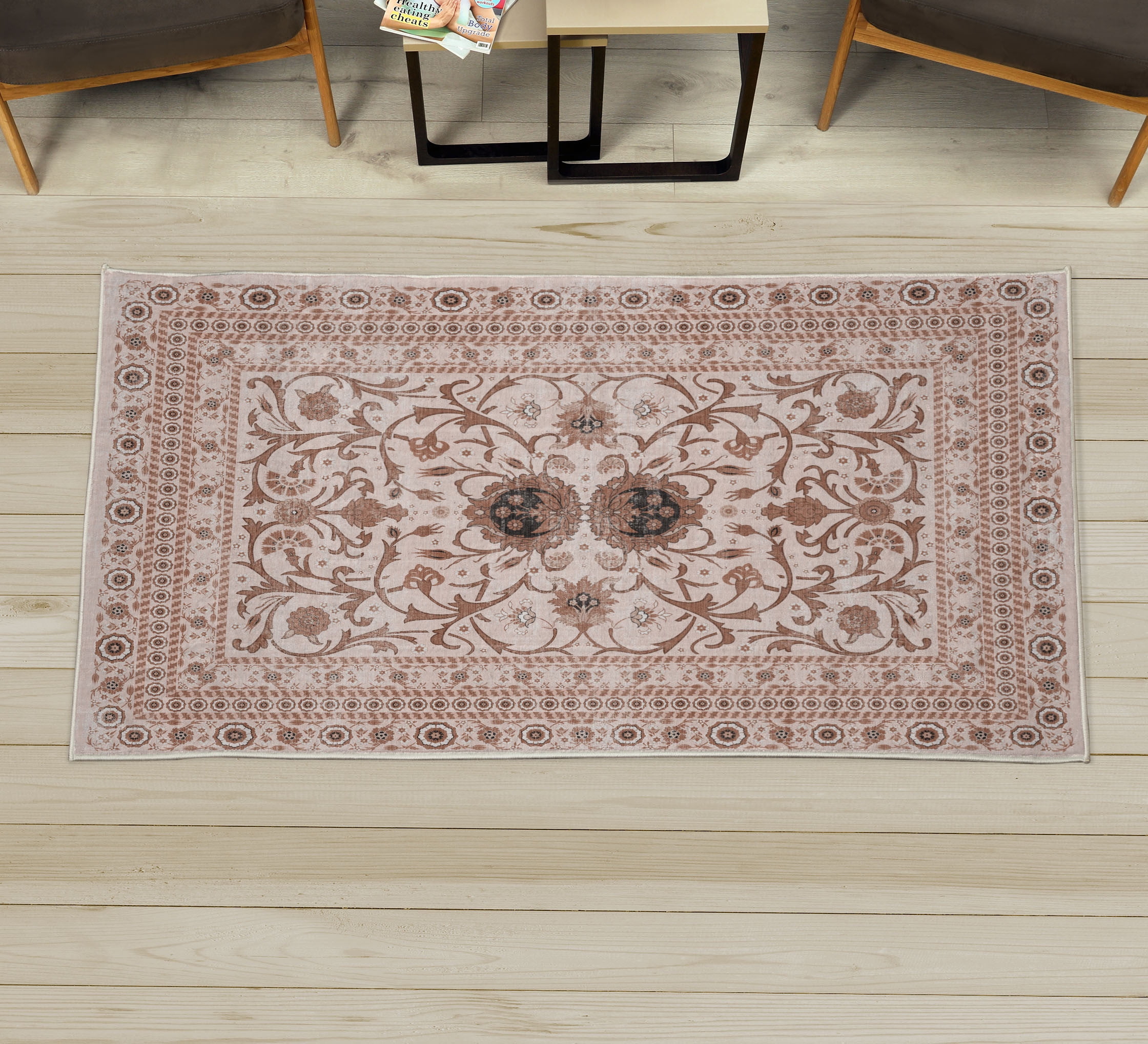 Vintage Decorative Rug, Jacobean Inspired Floral Swirls and Bohemian ...