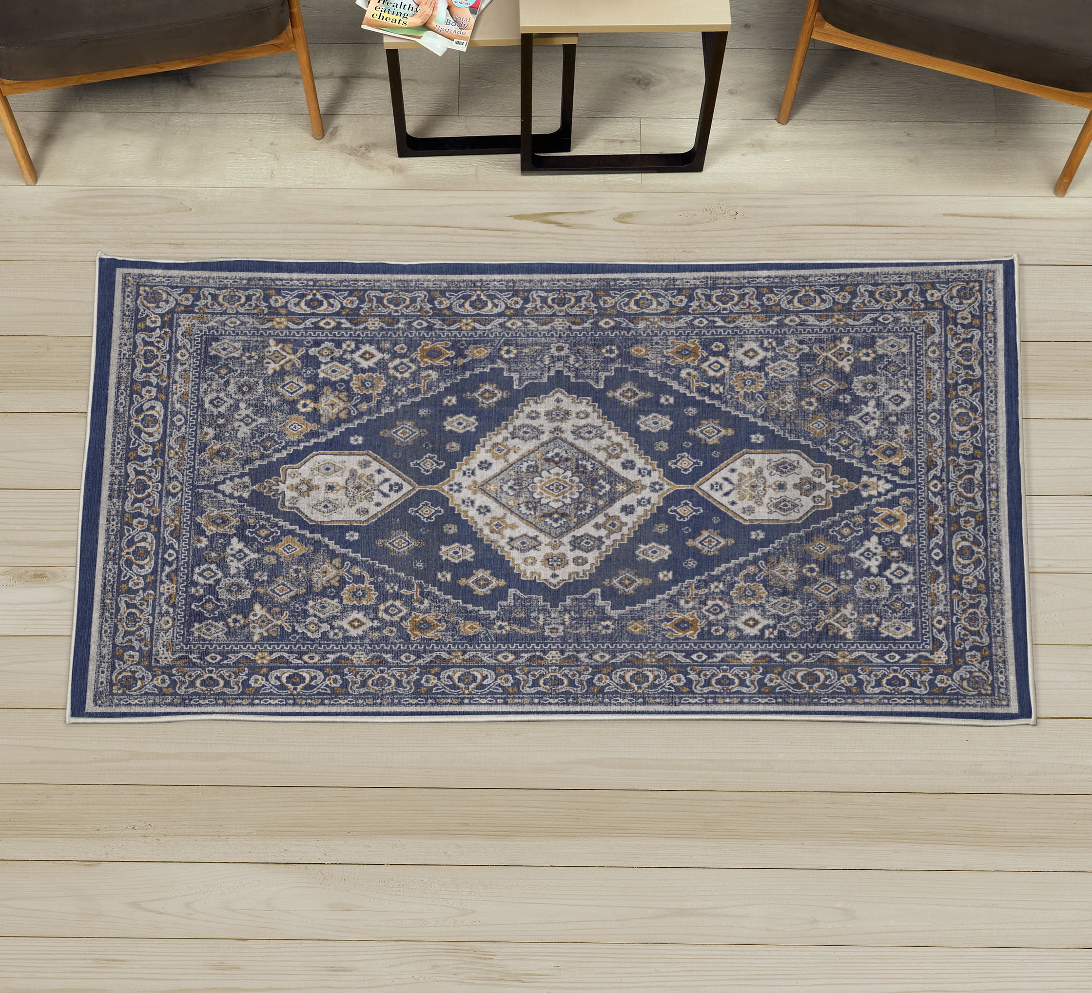 Vintage Decorative Rug, Nostalgic Oriental Look Floral Baroque Details ...