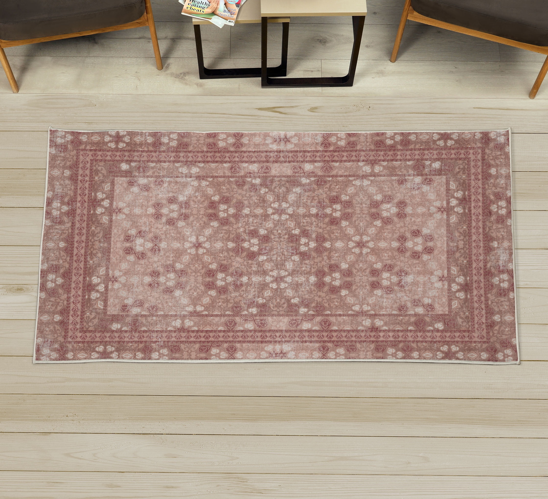 Vintage Decorative Rug, Nostalgic Retro Floral Petals Pastel Look ...