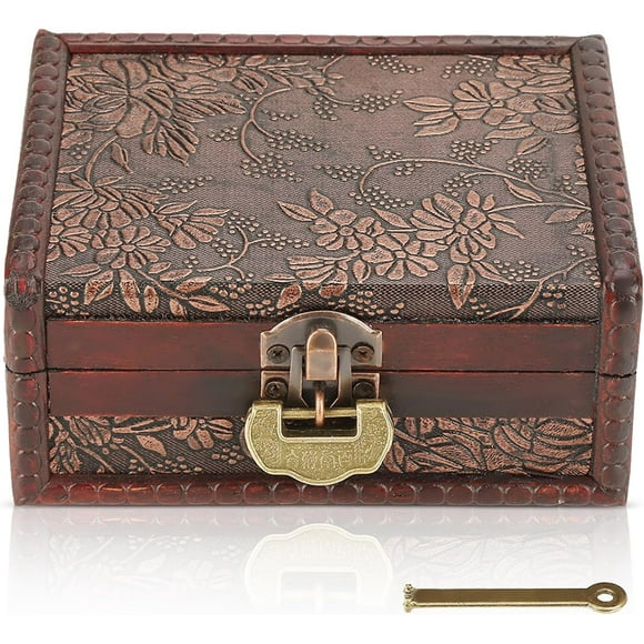 Wooden Treasure Boxes for Storage and Decoration with Vintage Style