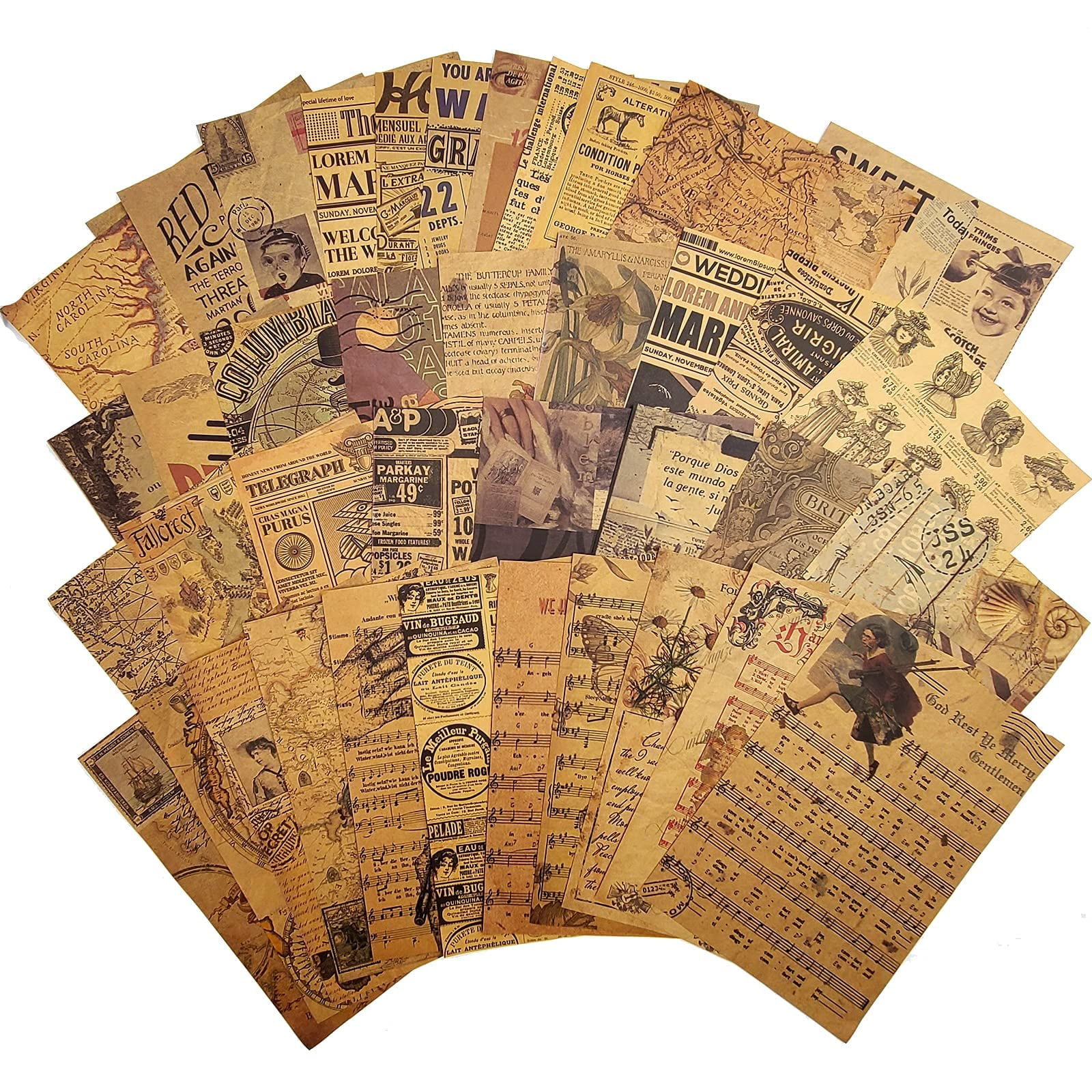 Vintage Decoupage Paper 40 YPF5 Sheets Kraft Paper for Scrapbooking ...