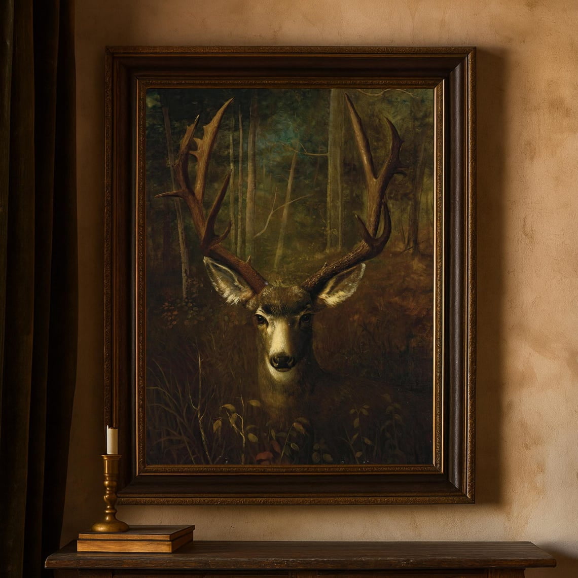Vintage Deer Moody Rustic Art UNFRAMED Poster, Wall Art for Decor ...