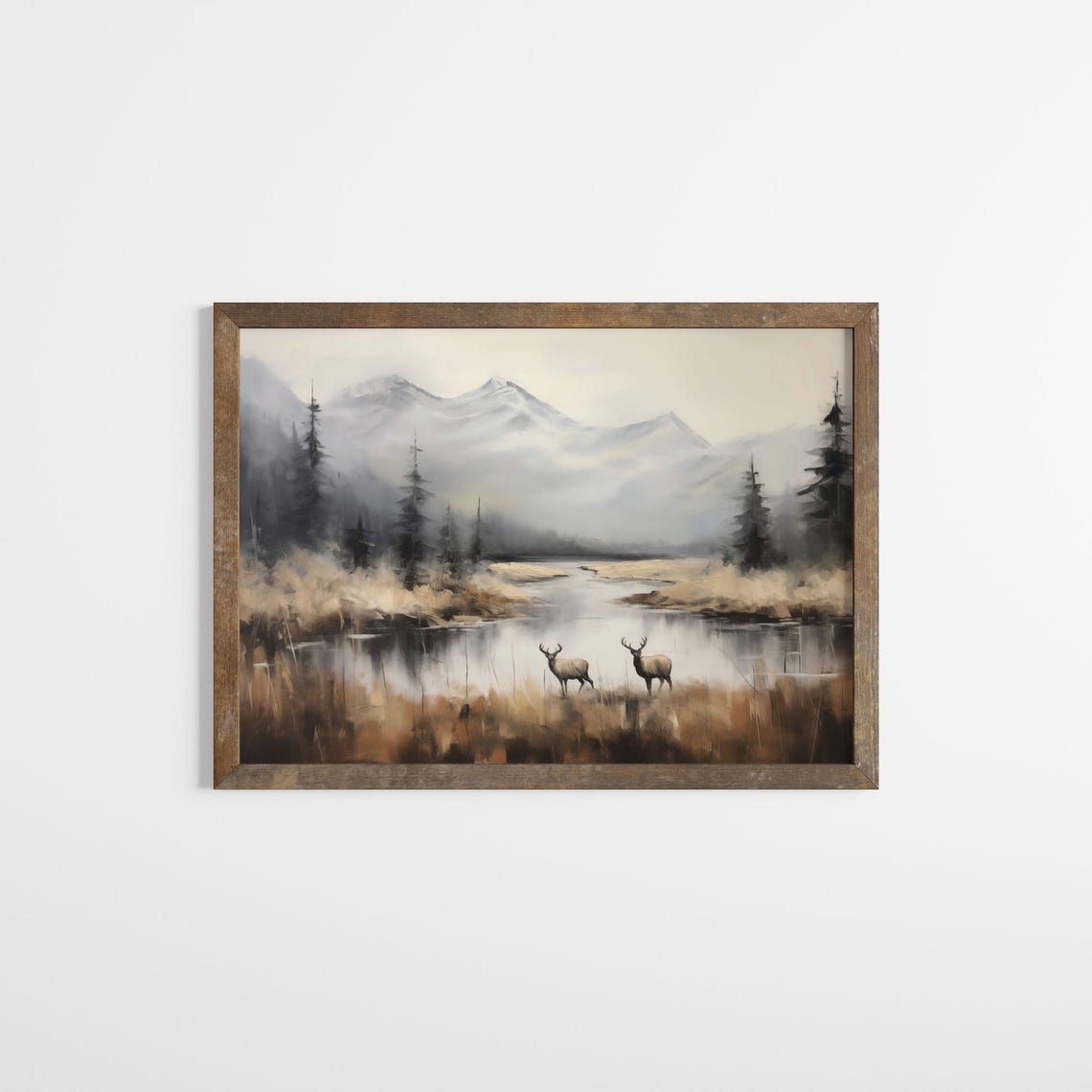 Vintage Deer Wall Art Forest Landscape Print Woodland Nursery Wall Art ...