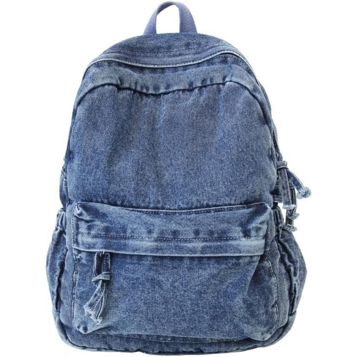 Vintage Denim Backpack for Women and Men Retro Rucksack with Adjustable ...