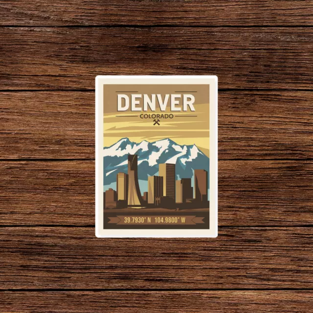 Vintage Denver Colorado Travel Sticker - Retro City Skyline Art Print ...