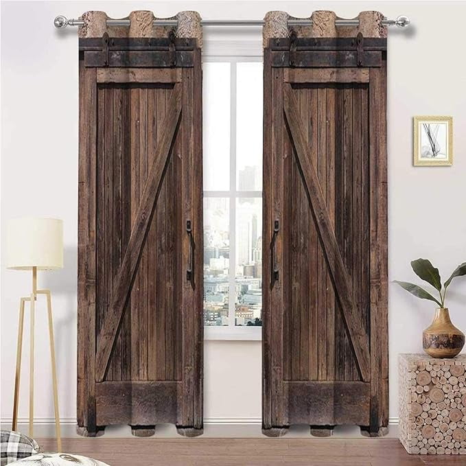 Vintage Design Rustic Art Architecture Blackout Curtains, Farmhouse ...