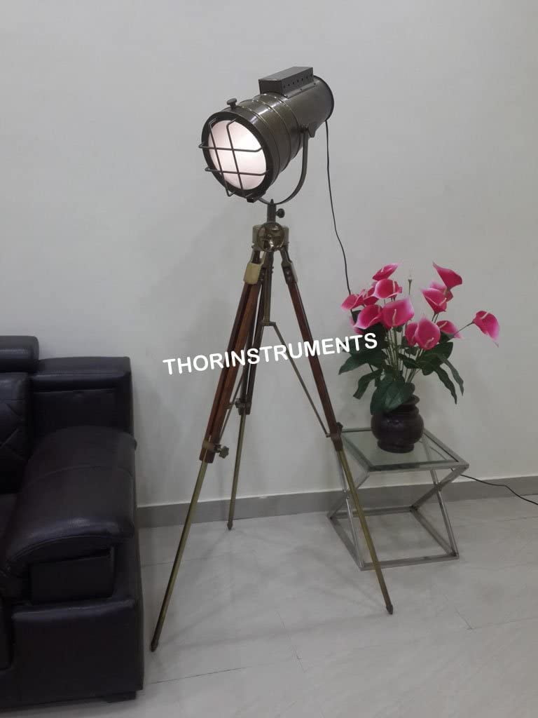 Vintage Designer Antique Searchlight Brown Tripod Floor Lamp - Walmart.com