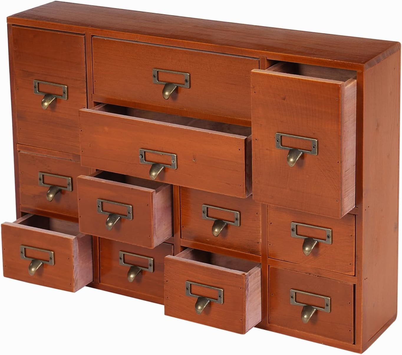 Vintage Desktop Apothecary Cabinet with 12 Drawers,Wood Desktop Organizers Stackable Drawers ...