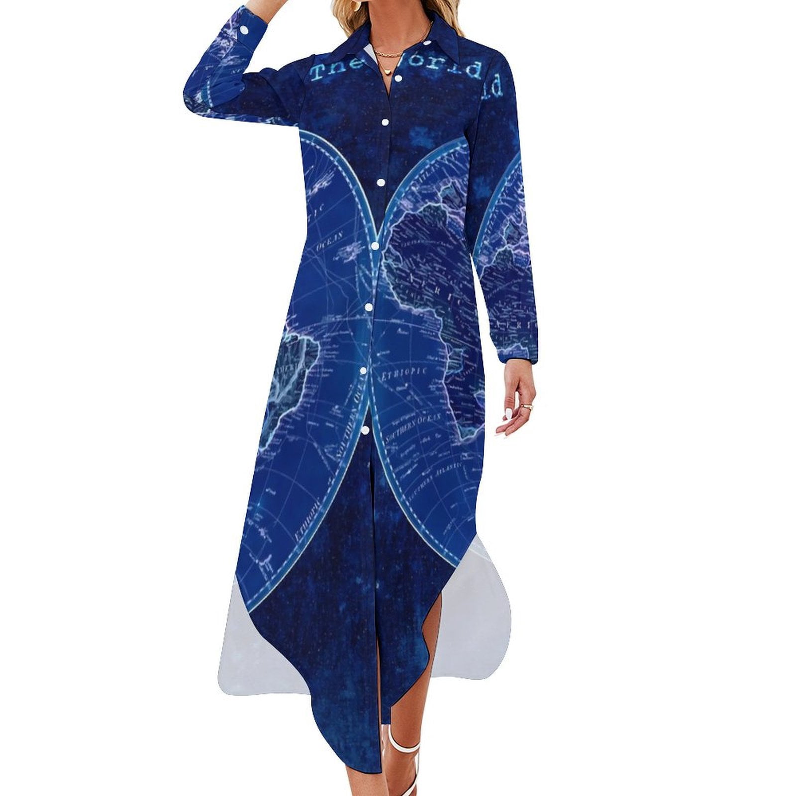 Vintage Detailed World Map Casual Dress Historical Map Aesthetic ...