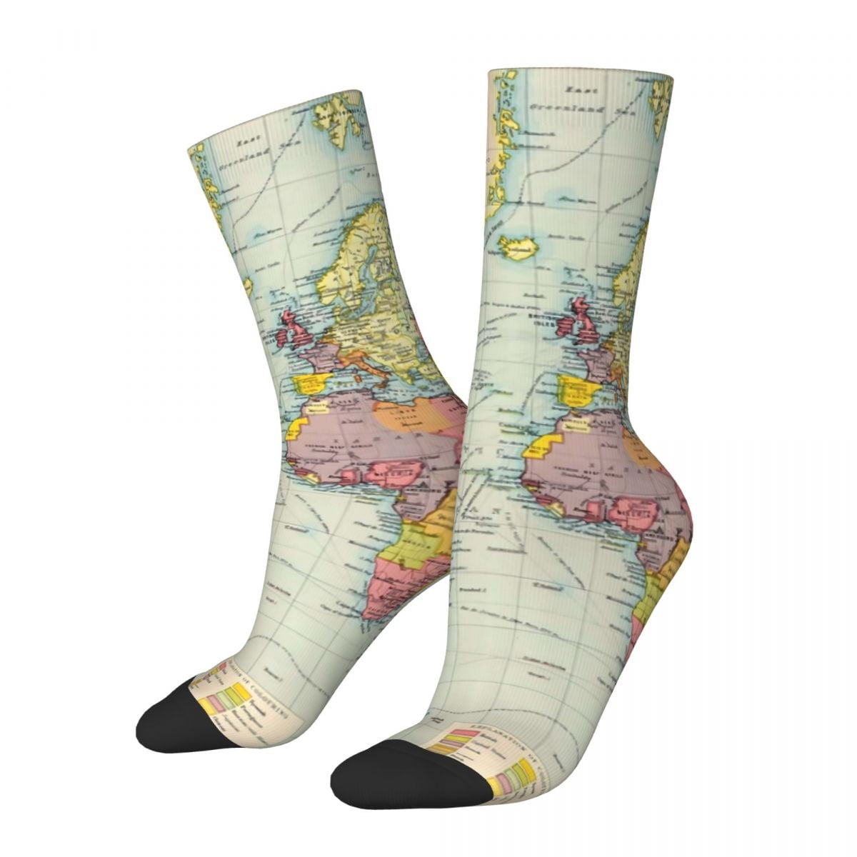 Vintage Detailed World Map Socks Historical Map Gothic Stockings Anti ...